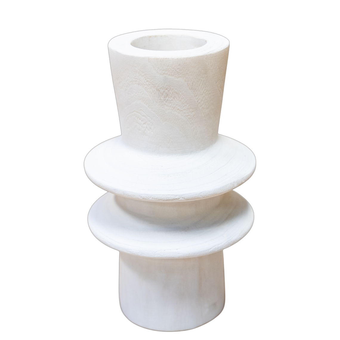 N152 Wood Vase - White 6.5" x 6.5" x 12.25" PK 2 | Myrians Wholesale Décor