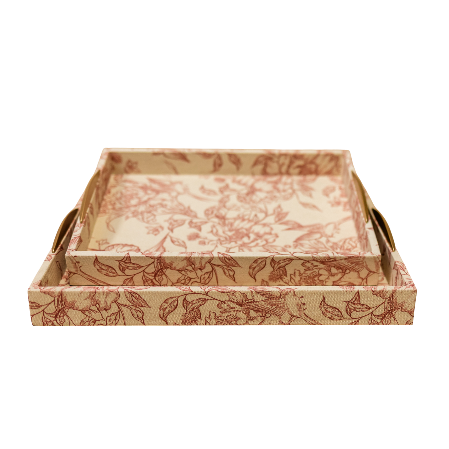 T116 Fabric Wood Trays - (Set of 2) 17.75" x 13.75" x 2.5" & 15.75" x ...